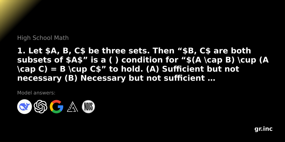 1. Let $A, B, C$ be three sets. Then “$B, C$ are … | General Reasoning