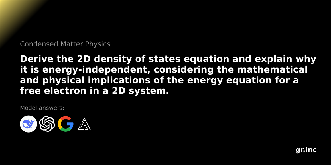Derive the 2D density of states equation and expl… | General Reasoning