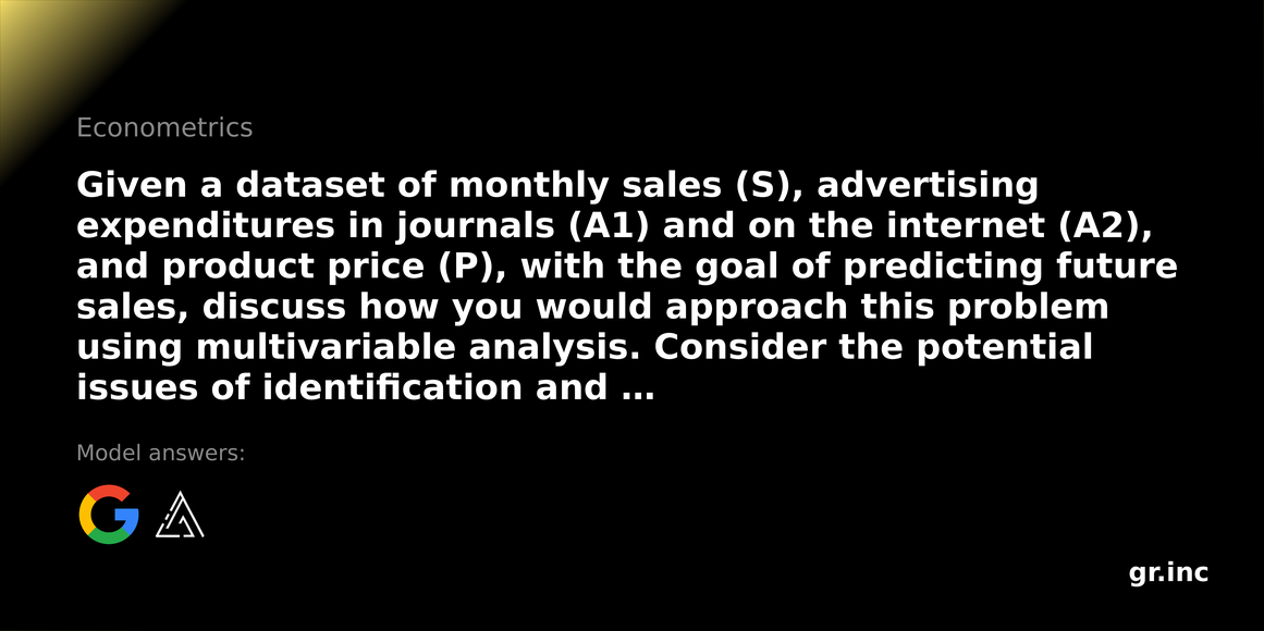 Given a dataset of monthly sales (S), advertising… | General Reasoning