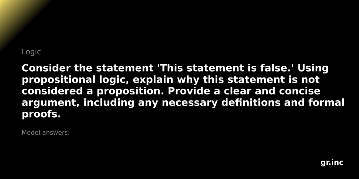 Consider the statement 'This statement is false.'… | General Reasoning