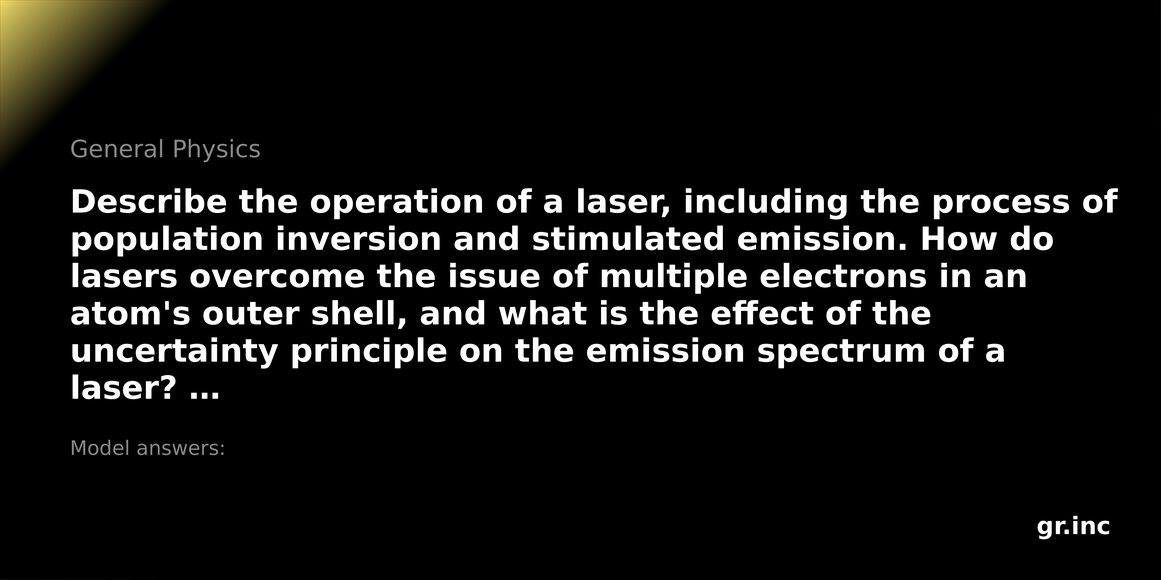Describe the operation of a laser, including the … | General Reasoning