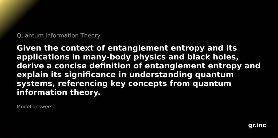 Given the context of entanglement entropy and its… | General Reasoning