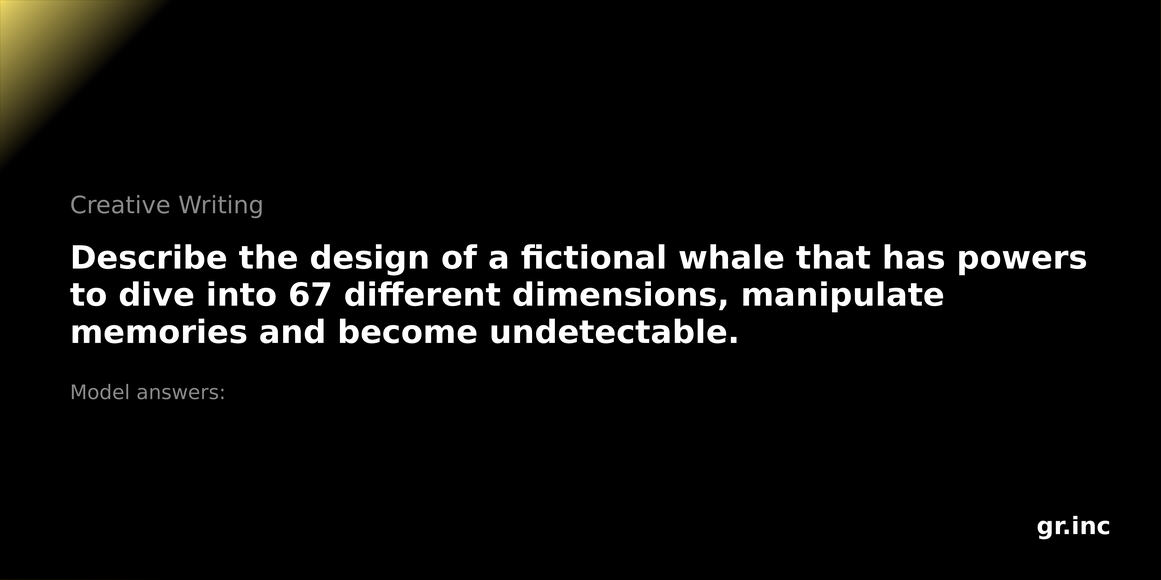 Describe the design of a fictional whale that has… | General Reasoning