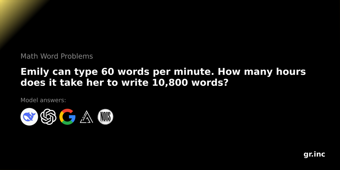Emily can type 60 words per minute. How many hour… | General Reasoning