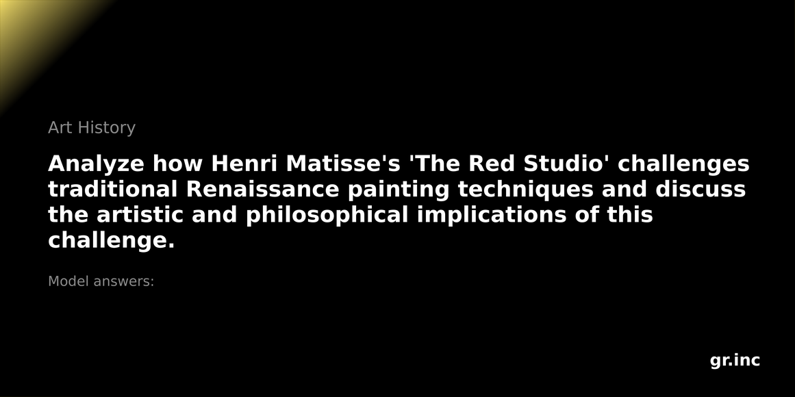 Analyze how Henri Matisse's 'The Red Studio' chal… | General Reasoning