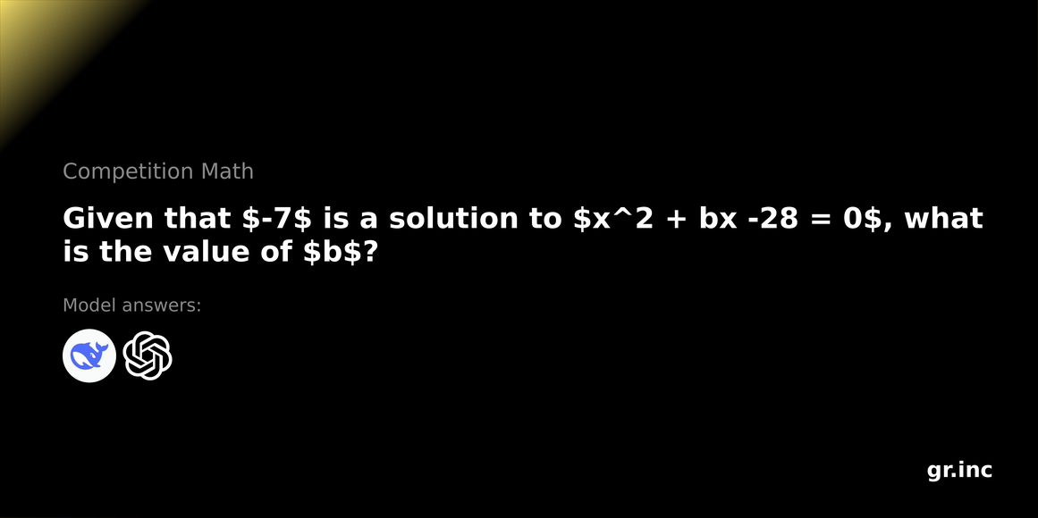 Given that $-7$ is a solution to $x^2 + bx -28 = … | General Reasoning