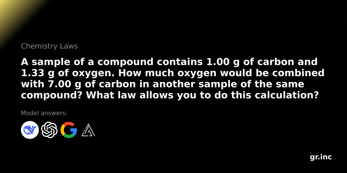 A sample of a compound contains 1.00 g of carbon … | General Reasoning