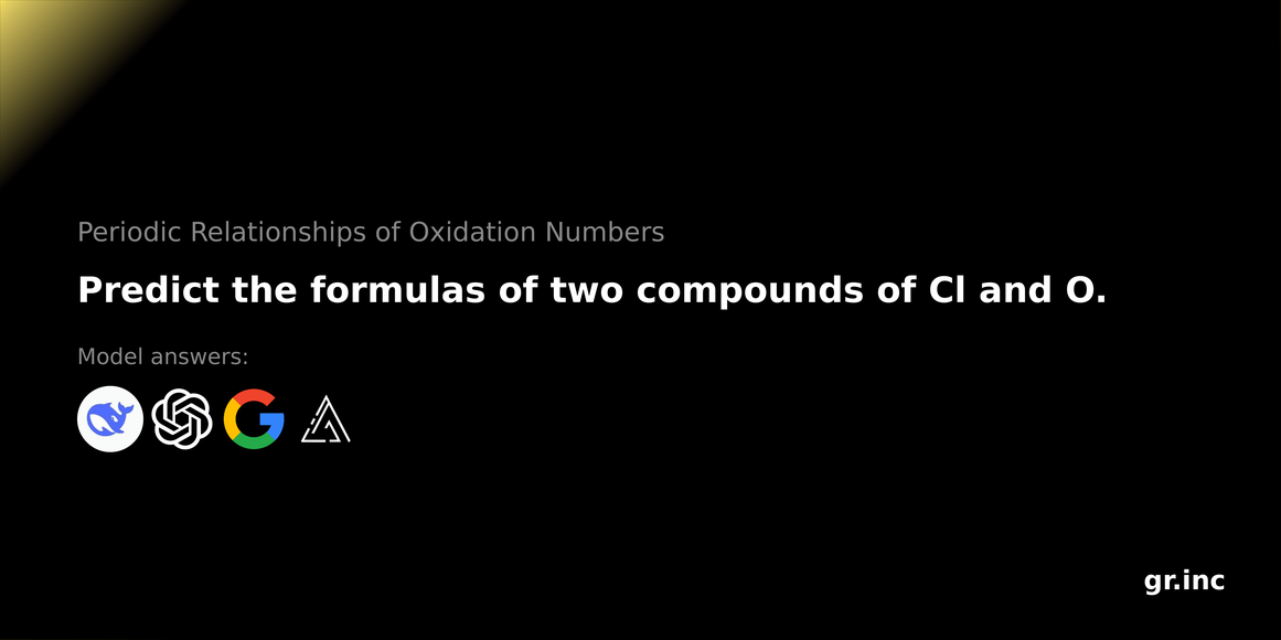 Predict the formulas of two compounds of Cl and O. | General Reasoning