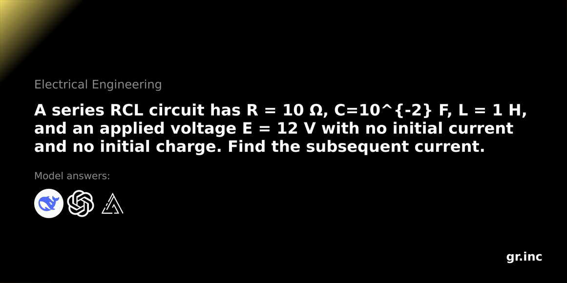 A series RCL circuit has R = 10 Ω, C=10^{-2} F, L… | General Reasoning