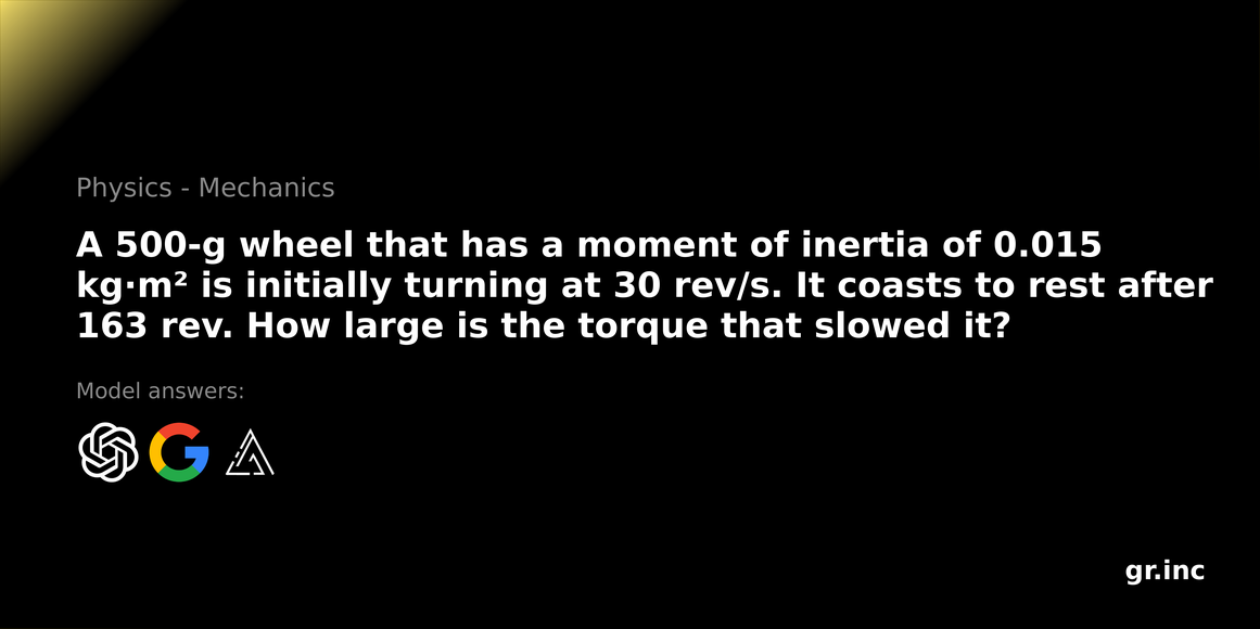 A 500-g wheel that has a moment of inertia of 0.0… | General Reasoning