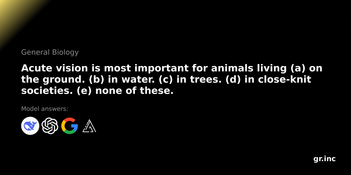 Acute vision is most important for animals living… | General Reasoning