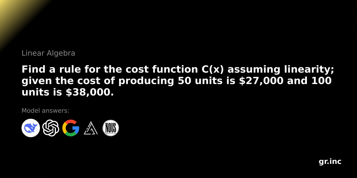 Find a rule for the cost function C(x) assuming l… | General Reasoning