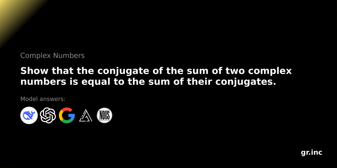 Show that the conjugate of the sum of two complex… | General Reasoning