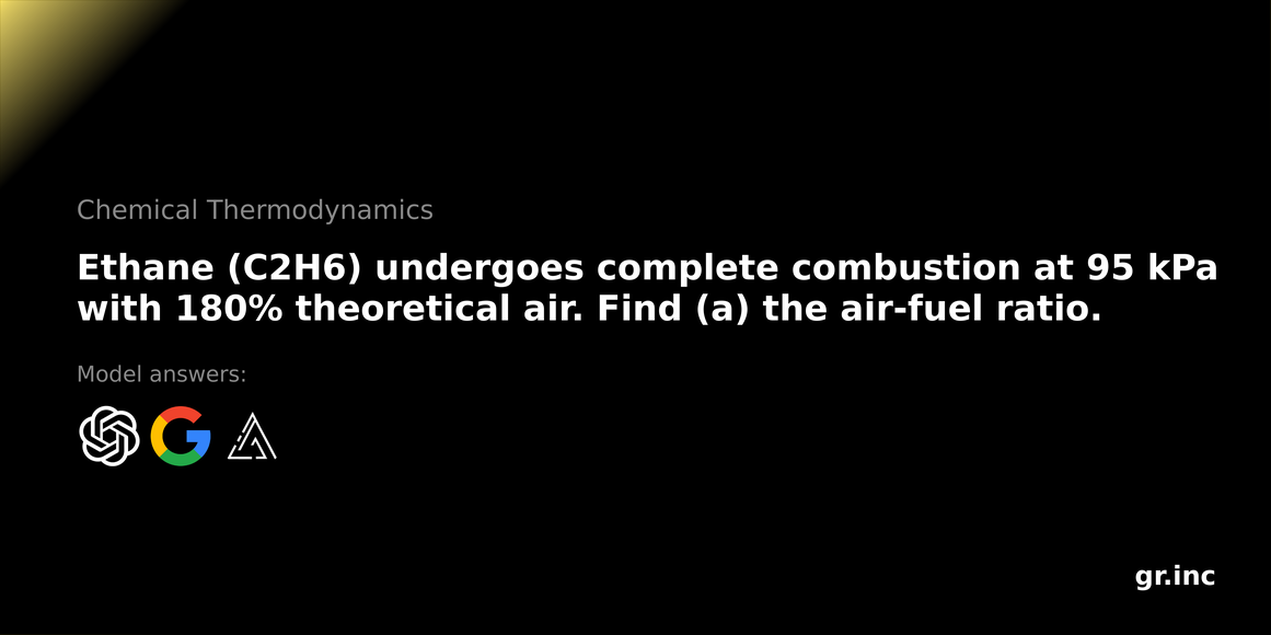 Ethane (C2H6) undergoes complete combustion at 95… | General Reasoning