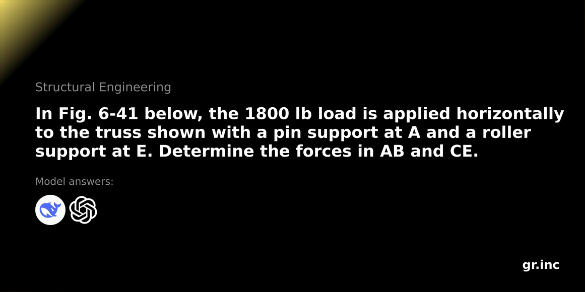 In Fig. 6-41 below, the 1800 lb load is applied h… | General Reasoning