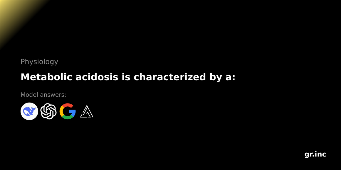 Metabolic acidosis is characterized by a: | General Reasoning